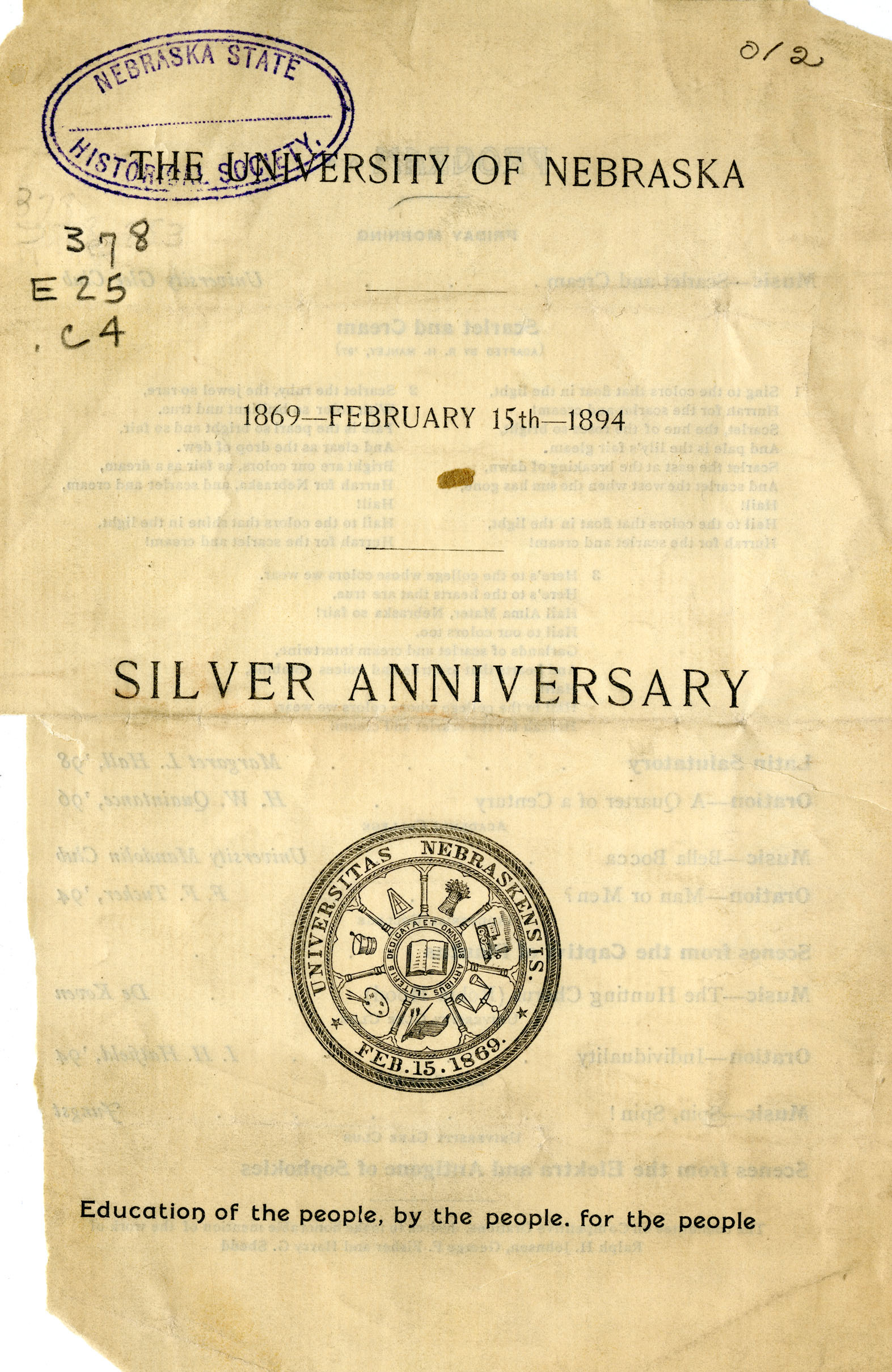Program, Charter Day · Nebraska U Student Projects · Archives and ...
